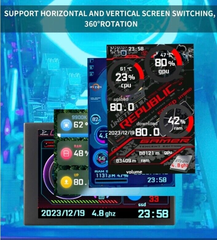 3.5 Inch IPS USB Gaming computer Display Screen monitor 360° For Pi PC