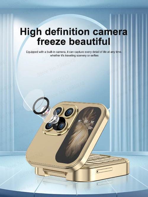 Compact Dual SIM Retro Foldable Mobile Phone with HD Screen and Camera